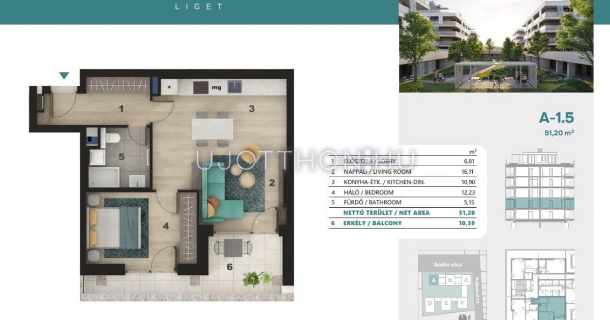 Andor Liget Lakópark - Budapest XI. kerület | 100.9 M Ft | 51 nm | 2 szoba | 10302660 - UJOTTHON.HU